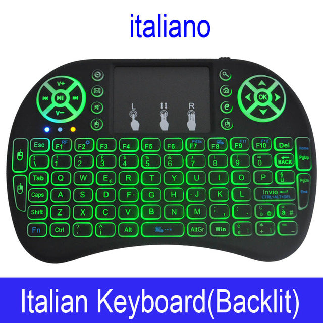7 color backlit i8 Mini Wireless Keyboard 2.4ghz English Russian 3 col ...